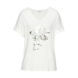 Lascana T-Shirt Damen Gr&ouml;&szlig;e XS/S creme / silber