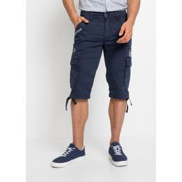 bonprix Long-Bermuda mit Cargotaschen Regular Fit, blau, Gr.62, Schicke Long-Stretch-Bermuda mit coolen Cargotaschen und Design, 97% Baumwolle