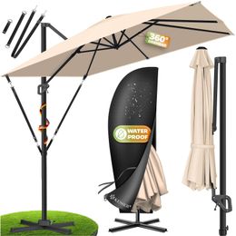Kesser&reg; Sonnenschirm Ampelschirm SUN XL 300 x 300 cm Inkl. Abdeckung +Windsicherung Drehbar Neigbar Kippbar Marktschirm Gro&szlig; 360&deg; Rotation, Gartenschirm mit Kurbel Sonnenschutz UV50+
