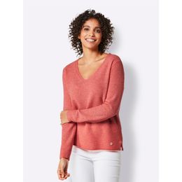 CREATION L PREMIUM Wit Damen Kaschmirpullover mit Seitenschlitzen, koralle, Gr&ouml;&szlig;e 36/38