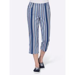 WITT Damen Caprihose aus reiner Baumwolle, jeansblau-gestreift, Gr&ouml;&szlig;e 42