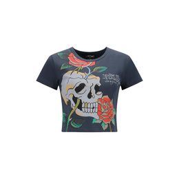 Ed Hardy Shirt 'Totenkopf Kletterrose' female Grey size M