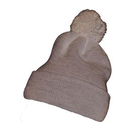 Beanie Flexfit "Flexfit Cuffed Pom Pom Knit Beanie", Damen, Gr. onesize, erdgrau, Kunstfaser, M&uuml;tzen Beanie