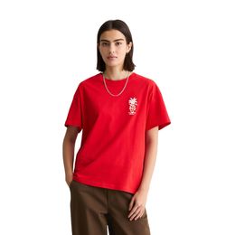 Marc O'Polo T-Shirt MARC O'POLO DENIM "aus Basic Single Jersey", Damen, Gr. L, carmine rot, Obermaterial: 100% Baumwolle, unifarben, Basic, regular fit, Rundhals, normaler Saum, Shirts T-Shirt