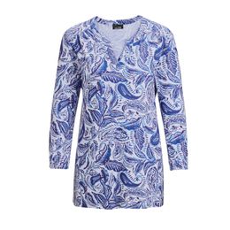 GOLDNER Damen Schlupfbluse "Bluse mit Muster, Halbarm", blau, Modisch, Gr. 44, Obermaterial: 95% Viskose CV. 5% Elasthan EL., Blusen, Seitenschlitze