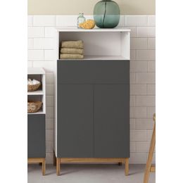 Midischrank Welltime, B:60cm H:120,5cm T:35cm, braun, Badezimmer, Schr&auml;nke, "Stian", mit 2 Einlegeb&ouml;den hinter den T&uuml;renpaar, Breite 60 cm, H&ouml;he