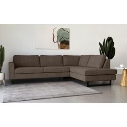 Ecksofa Home Affaire, B:290cm H:85cm T:217cm, braun, 92% Polyester, 8% Nylon, Wohnzimmer, Sofas, "Pinto, 290 cm, Cord, Chenille, Lederoptik, Ottomane