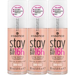 Essence Damen Foundation "stay ALL DAY 16h long-lasting", 90ml, beige, Teint-Kosmetika, mit super softer Textur