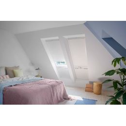 Velux Verdunklungsrollo "DKL 1025S", P08, stufenlos positionierbar, wei&szlig;, Rollos, Stoff wei&szlig; mit wei&szlig;en F&uuml;hrungsschienen & Griffleiste