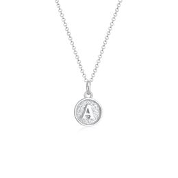 Elli Damen Kette mit Anh&auml;nger "Pl&auml;ttchen Vintage Buchstabe A Initialen 925 Sterling Silber", 45, ohne Stein, Silber 925 (Sterlingsilber), L: 45,