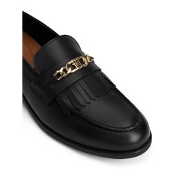Tommy Hilfiger Damen Loafer "TH CHAIN FRINGE LEATHER LOAFER", Gr. 36, schwarz, Leder, Schuhe, Blockabsatz, Slipper, Businessschuh mit modischen