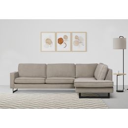 Ecksofa Home Affaire, B:290cm H:85cm T:217cm, grau, Luxus-Microfaser in Lederoptik (100% Polyester);Cord (92% Polyester, 8% Polyamide), Wohnzimmer,