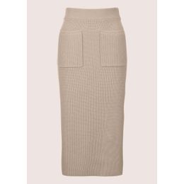 Madeleine Mode MADELEINE Damen Midirock "Strickrock Eleganter Strickrock mit Schlupfbund", beige, Modern, Gr. 36, Obermaterial: 90% Schurwolle WV. 10% Kaschmir WS.,