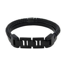 JOOP! JOOP Herren Armband "Schmuck, Geschenk", 21,5cm, Edelstahl Leder, schwarz, Edelstahl, Leder, Armb&auml;nder, mit Achat