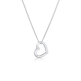 Elli DIAMONDS Damen Collierkettchen "Herz Anh&auml;nger mit Diamant (0.02 ct.) 925 Silber", 45, 0,02 mit Diamanten, Silber 925 (Sterlingsilber), L: 45,