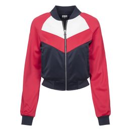 Urban Classics Damen Allwetterjacke "Urban Classics Damen Ladies Short Raglan Track Jacket"navy, firerot, wei&szlig;, Gr. XS, unifarben, 100% Polyester,