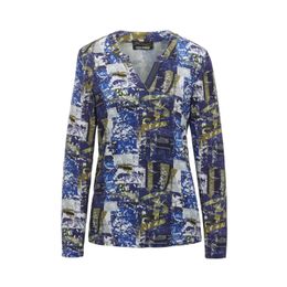 GOLDNER Damen Print-Shirt "Tunikashirt mit Effektdruck", grau, Gr. 42, Obermaterial: 95% Viskose CV. 5% Elasthan EL., Shirts, Effektgarn