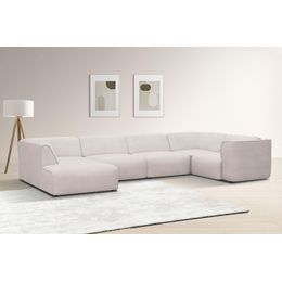 Wohnlandschaft OTTO HOME, B:367cm H:70cm T:206cm, beige, Struktur fein (100% Polyester);Samtoptik (100% Polyester);Samtcord (92% Polyester, 8%