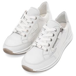 Ara Damen Sneaker "OSAKA", Gr. 3,5, silber, Glattleder, metallic, Schuhe, Freizeitschuh, Halbschuh, Schn&uuml;rschuh mit Rei&szlig;verschluss, H-Weite