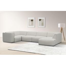 Wohnlandschaft OTTO HOME, B:367cm H:70cm T:206cm, beige, Struktur fein (100% Polyester);Samtoptik (100% Polyester);Samtcord (92% Polyester, 8%