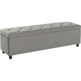 Bettbank Home Affaire, B:120cm H:41,5cm T:40cm, grau, Massivholz, Polyester, Sperrholz, Schlafzimmer, Sitzb&auml;nke, "Relaxy", gesteppt, mit Staufach