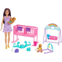 Barbie Kinder Anziehpuppe "Skipper Babysittes Inc. Zwillings-Kinderzimmer-Spielset", bunt, Kunststoff, Stoff, Puppen
