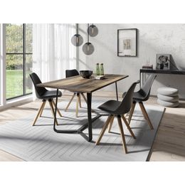 Esstisch ByLiving, B:140cm H:76cm T:90cm, braun, K&uuml;che, Tische, "Talea", modernes Design, 140cm und 160cm, Artisan Eiche, Old Style Wood, Beton