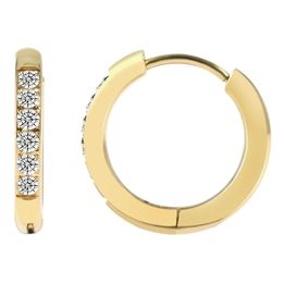 Adelia&acute;s ADELIA ́S Damen Klappcreolen "Ohrringe &ndash; Klappcreole aus Edelstahl mit Strass Steinchen"gold, Edelstahl, Ohrringe, Ideal als Geschenk zum einfach so