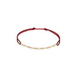 Elli Damen Armband "Figaro-Kette Rot Nylon Verstellbar 925 Silber", 16cm, ohne Stein, Silber 925 (Sterlingsilber)gold, Silber 925 (Sterlingsilber),