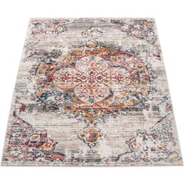 Teppich Paco Home, B:60cm H:8mm L:100cm, beige, Polyester, Polypropylen, Wohnzimmer, Teppiche, "Herbete 733", Kurzflor, Orient-Optik, Vintage Design