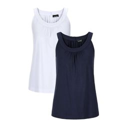 GOLDNER Damen Tr&auml;gertop "Kurzgr&ouml;&szlig;e Top figurnah, Jersey, Doppelpack", blau, Gr. 19, Obermaterial: 95% Viskose CV. 5% Elasthan EL., Tops,