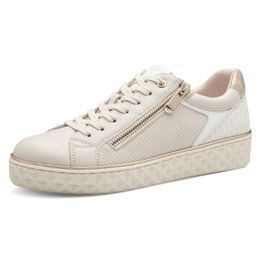 Marco Tozzi Damen Plateausneaker, Gr. 41, beige, Lederimitat, Textil, Schuhe, Freizeitschuh, Halbschuh, Schn&uuml;rschuh mit seitlichem Rei&szlig;verschluss