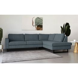 Ecksofa Home Affaire, B:290cm H:85cm T:217cm, blau, 92% Polyester, 8% Nylon, Wohnzimmer, Sofas, "Pinto, 290 cm, Cord, Chenille, Lederoptik, Ottomane