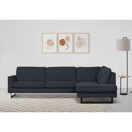 Ecksofa Home Affaire, B:290cm H:85cm T:217cm, blau, Luxus-Microfaser in Lederoptik (100% Polyester);Cord (92% Polyester, 8% Polyamide), Wohnzimmer,