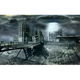 papermoon Fototapete "Alien-Invasion", B/L: 4,5m x 2,8m, Bahnen: 9 Stk., bunt, Schlafzimmer, Tapeten