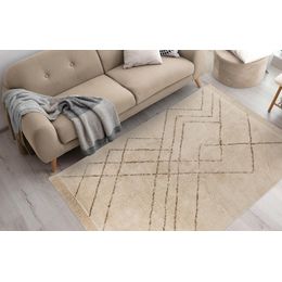 Teppich Kayoom, B:120cm H:20mm L:170cm, beige, Baumwolle, Wohnzimmer, Teppiche, "Mylen 425"