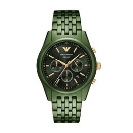 Emporio Armani Herren Chronographdunkelgr&uuml;n, khaki, Armbanduhren, Quarzuhr, Armbanduhr, Herrenuhr, Keramik, analog, Tag