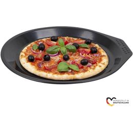 CHG Pizzablech "PRIMA "Emaille"", B/H/T: 33cm x 2cm bis x 36cm, schwarz, Backbleche, mit praktischer Thermolochung, Made in Germany