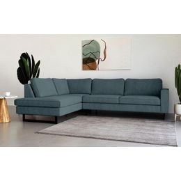Ecksofa Home Affaire, B:290cm H:85cm T:217cm, blau, 92% Polyester, 8% Nylon, Wohnzimmer, Sofas, "Pinto, 290 cm, Cord, Chenille, Lederoptik, Ottomane