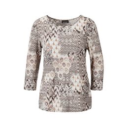 GOLDNER Damen Print-Shirt "Edles Printshirt mit Allover-Druck", beige, Gr. 38, Obermaterial: 95% Viskose CV. 5% Elasthan EL., Shirts