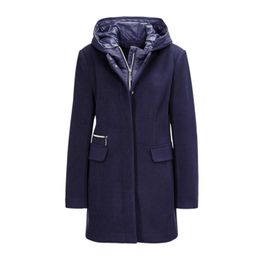 GOLDNER Damen Langmantel "Kurzmantel 2-in-1-Optik", blau, Gr. 42, Obermaterial: 100% Polyester PES., M&auml;ntel, heraustrennbarer Steppeinsatz mit Kapuze