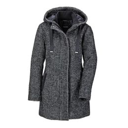 GOLDNER Damen Langmantel "Wollmantel mit Fischgr&auml;ten-Muster", schwarz-wei&szlig;, Gr. 48, Obermaterial: 50% Polyester PES. 50% Wolle WO., M&auml;ntel, Mit