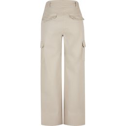 Urban Classics Damen Stoffhose "Urban Classics Damen Ladies High Waist Straight Cargo Pants", beige, Gr. 30, unifarben, 98% Baumwolle, 2% Elasthan,