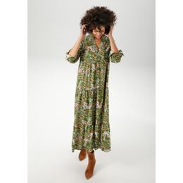 Aniston CASUAL Damen Maxikleidgr&uuml;n, dunkelgelb, t&uuml;rkis, schwarz, pink, wei&szlig;, blau, Gr. 48, Paisley, bedruckt, Web, Obermaterial: 100% Viskose,