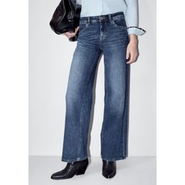 Damen Comfort-fit-Jeans, blau, Gr. 27, STREET ONE STUDIO, unifarben, Jeans, 72% Baumwolle, 25% Polyester, 3% Elasthan, Jeans, mit Wide Legs