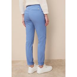 Tamaris Damen Chinohose "mit hohem Tragekomfort", blau, Basic, Gr. 40, unifarben, Web, Obermaterial: 98% Baumwolle, 2% Elasthan, Hosen, mit