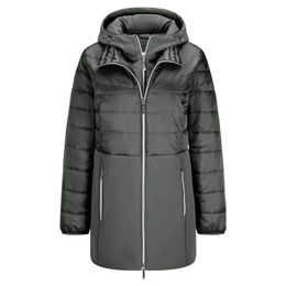 GOLDNER Damen Langmantel "Kurzgr&ouml;&szlig;e Wintermantel mit Softshell-Einsatz", gr&uuml;n, Gr. 25, Obermaterial: 50% Polyamid PA. 47% Polyester PES. 3% Elasthan