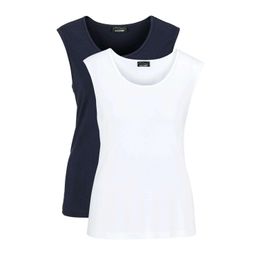 GOLDNER Damen Tr&auml;gertop "Doppelpack aus weichem Viskose-Jersey", blau, Basic, Gr. 40, Obermaterial: 95% Viskose CV. 5% Elasthan EL., Tops, Ohne