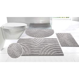 Badematte my home, H:10mm, grau, Polyester, Badematten, "Regona Scandi, Badvorleger, Badezimmer Teppich, Duschvorleger", Badteppich, Uni Farben,