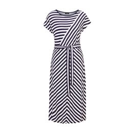 GOLDNER Damen Sommerkleid "Kleid mit U-Boot-Ausschnitt", blau, Gr. 44, Obermaterial: 95% Viskose CV. 5% Elasthan EL., Kleider, Bindeg&uuml;rtel
